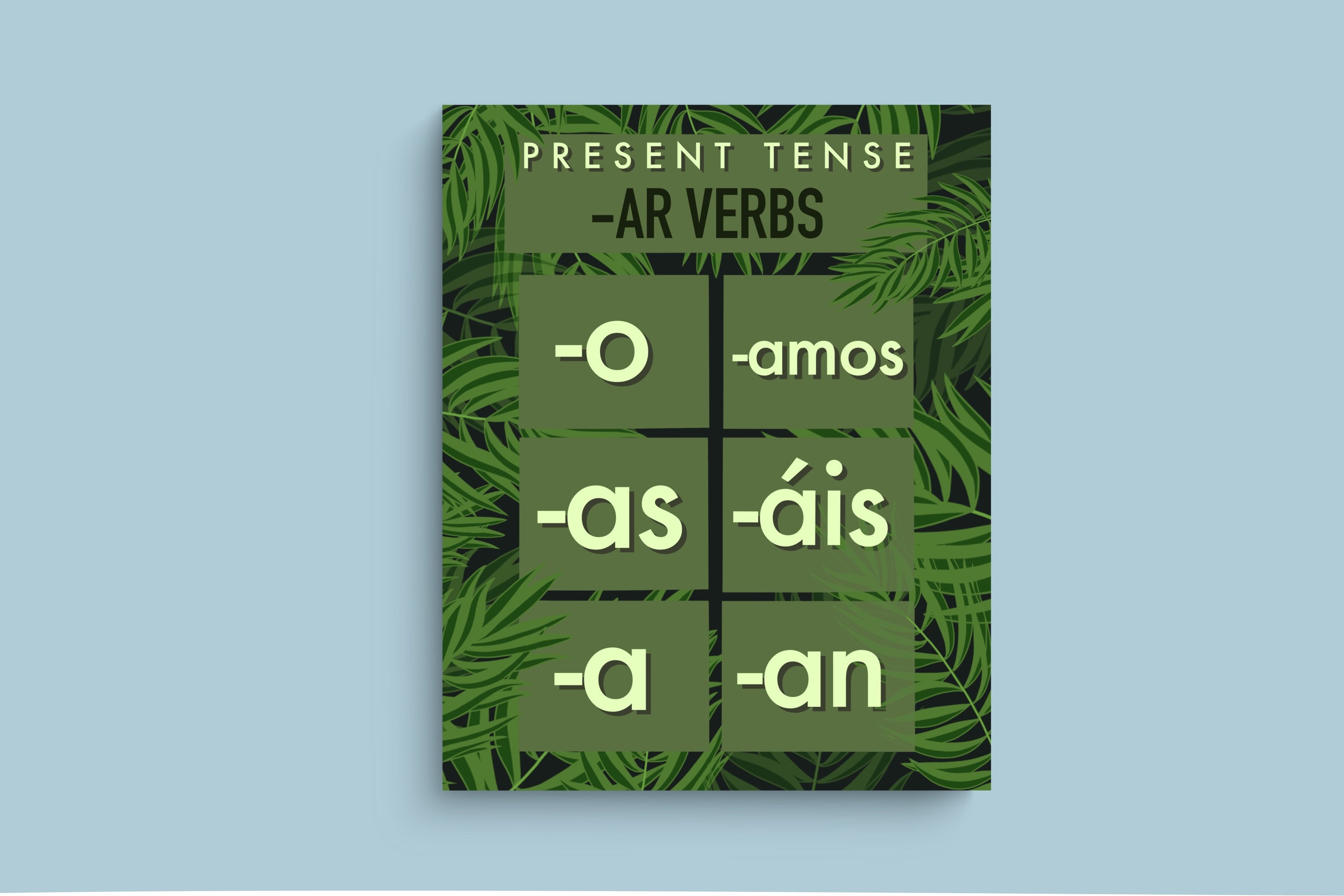 Present Tense Verb Endings - Spanish - Etsy