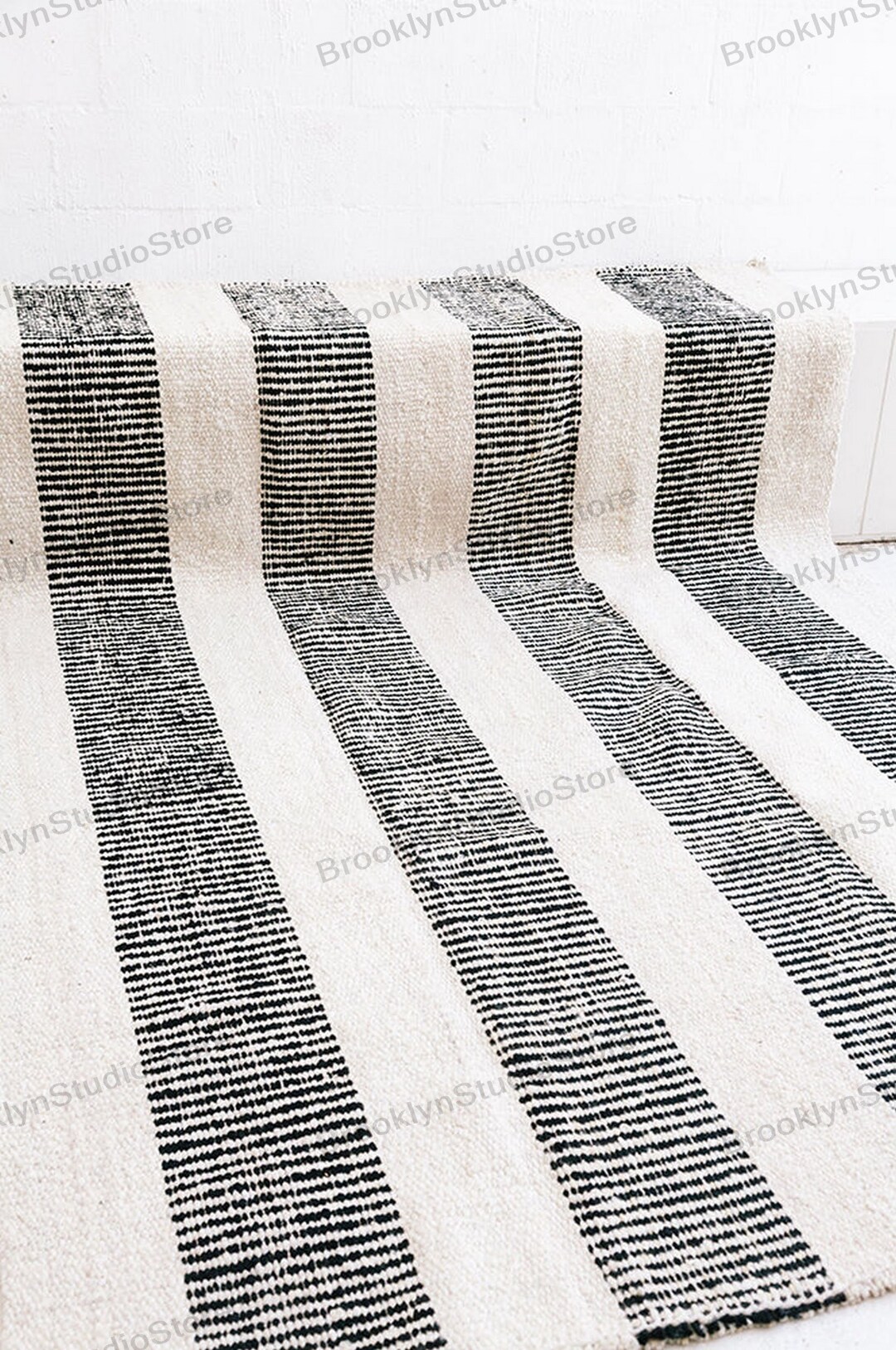 Black and White Striped Ivory Scandinavian Rug Warm White - Etsy