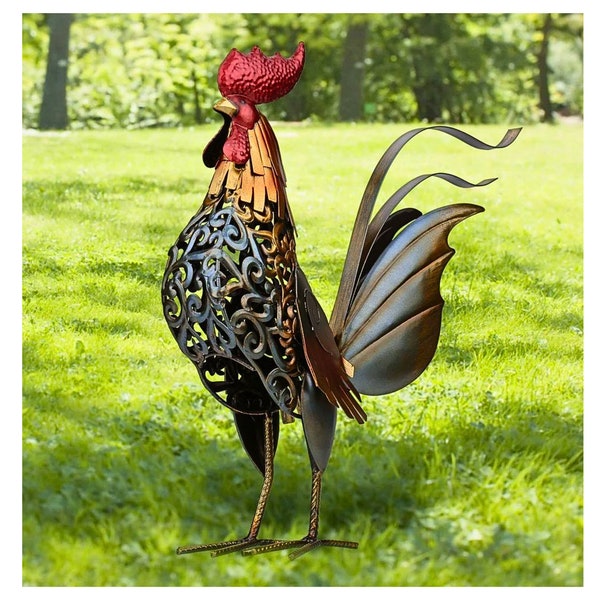 Large Metal Rooster - Etsy