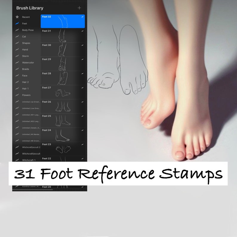 31 Feet Reference Stamps for Procreate - Etsy
