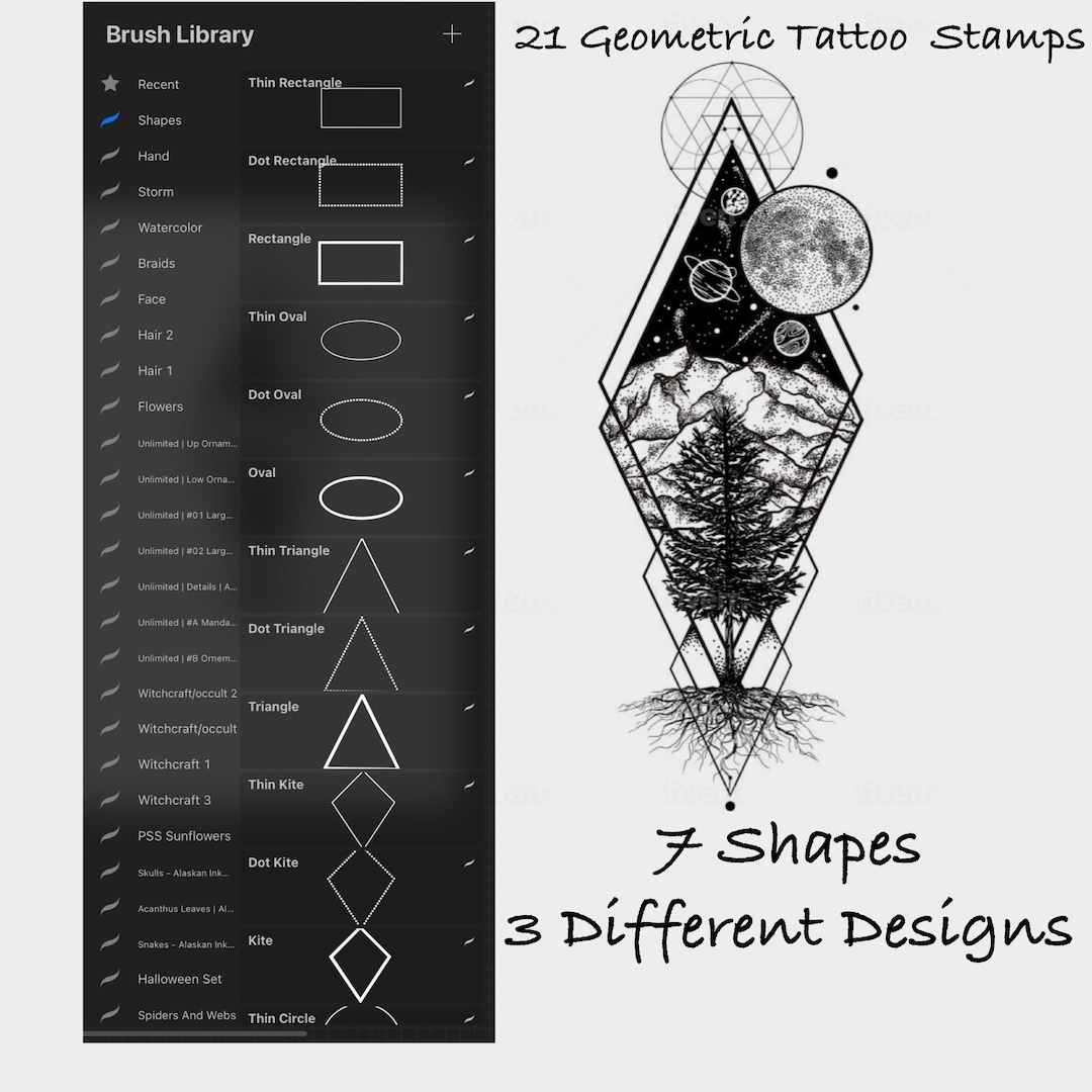 21 Geometric Stamps for Tattoos - Etsy