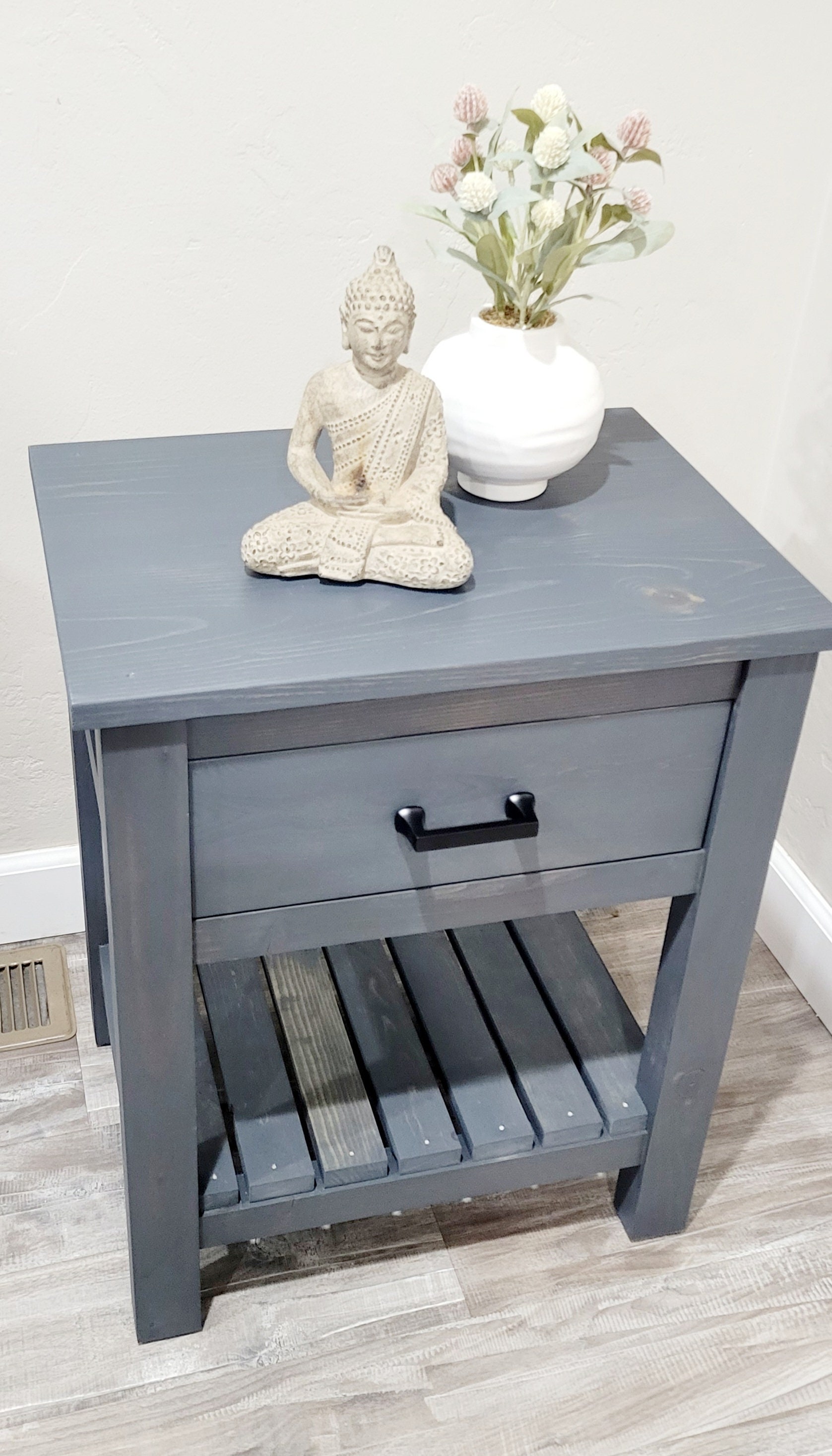 Rustic Handmade Nightstand/nightstand Carbon Gray Stain/wood Nightstand ...