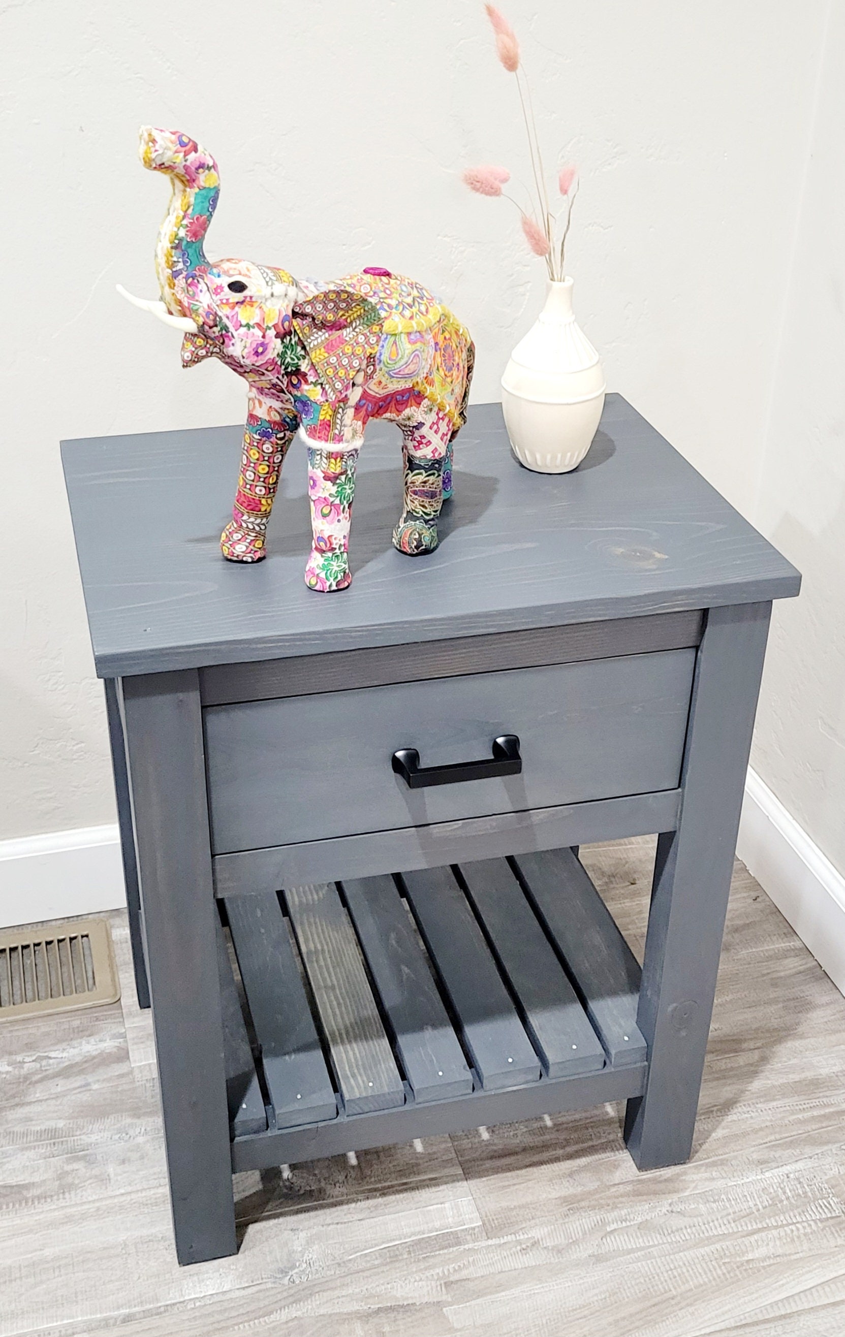 Rustic Handmade Nightstand/nightstand Carbon Gray Stain/wood Nightstand ...