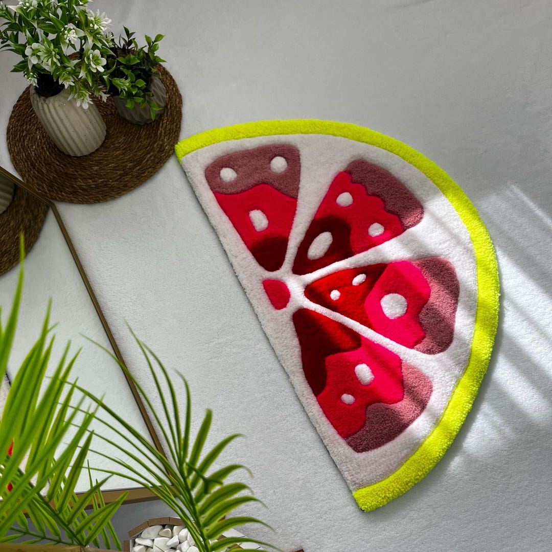 Vibrant Lemon Slice Rug – Bright and Cheerful Handmade Floor Decor ...