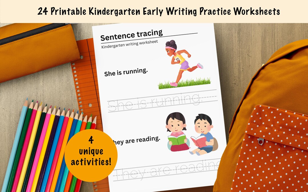 24 Printable Kindergarten Early Writing Practice Worksheets - Etsy