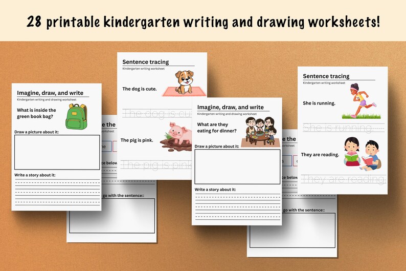 24 Printable Kindergarten Early Writing Practice Worksheets - Etsy