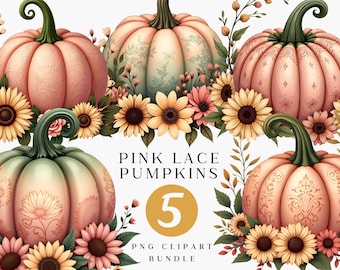 Autumn Pumpkin With Sunflower Clipart Set, Fall Clipart, Autumn Harvest ...