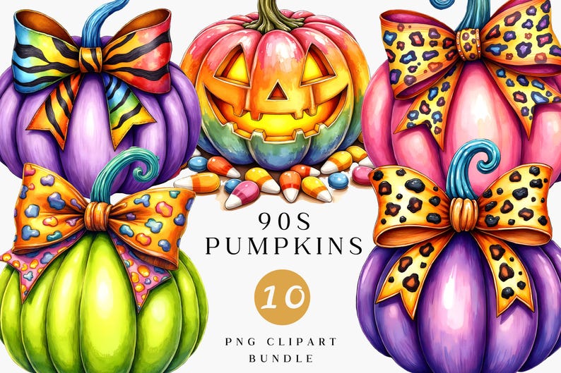 90s Pumpkins Clipart Set, Fall Clipart, Autumn Harvest, Fall Season ...