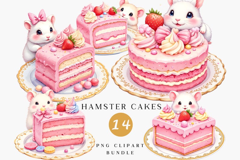 Hamster Cakes Clipart, Kawaii Cute Tea Party Clip Art Sweets Desserts ...