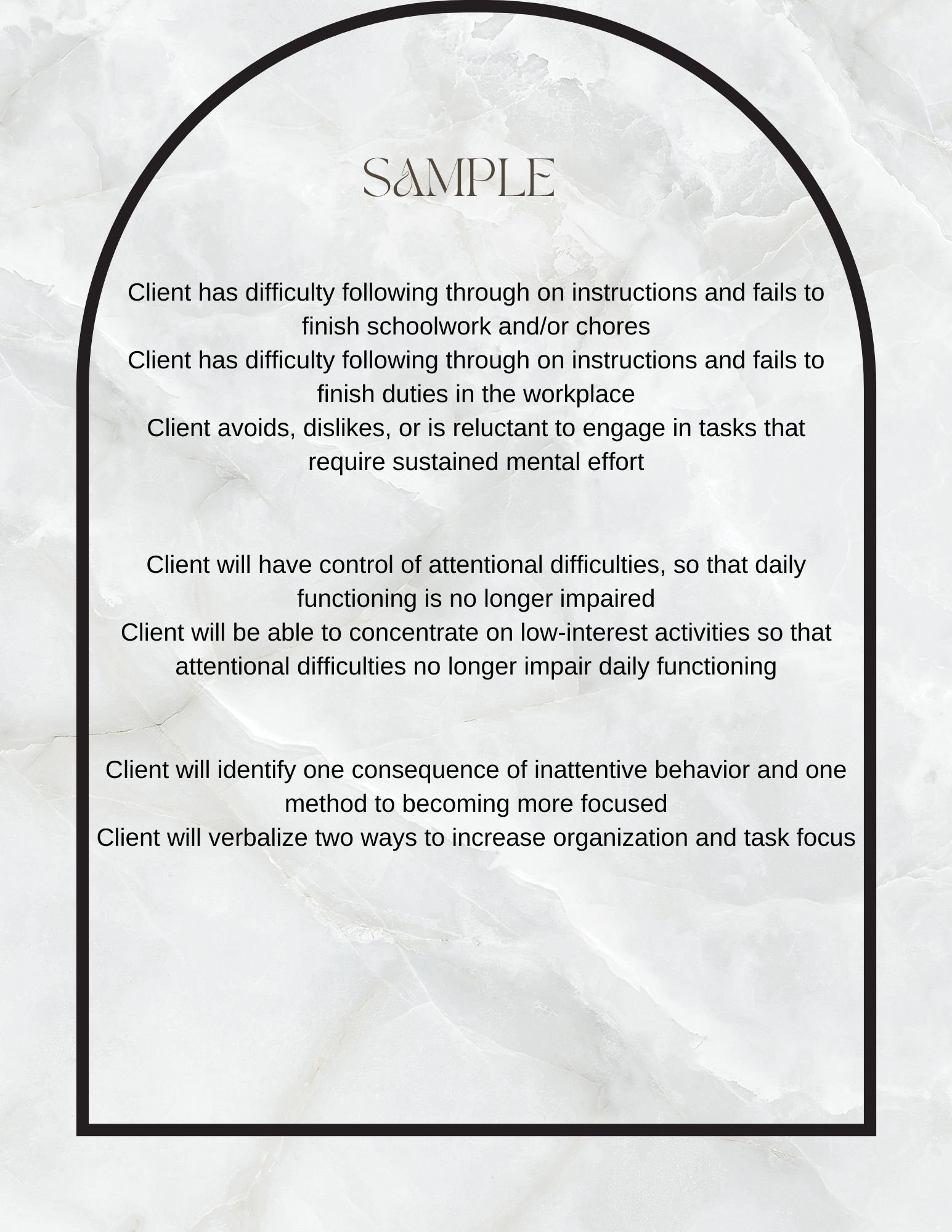 Sample Psychotherapy ADD Treatment Plan, Therapy Goals and Objectives ...