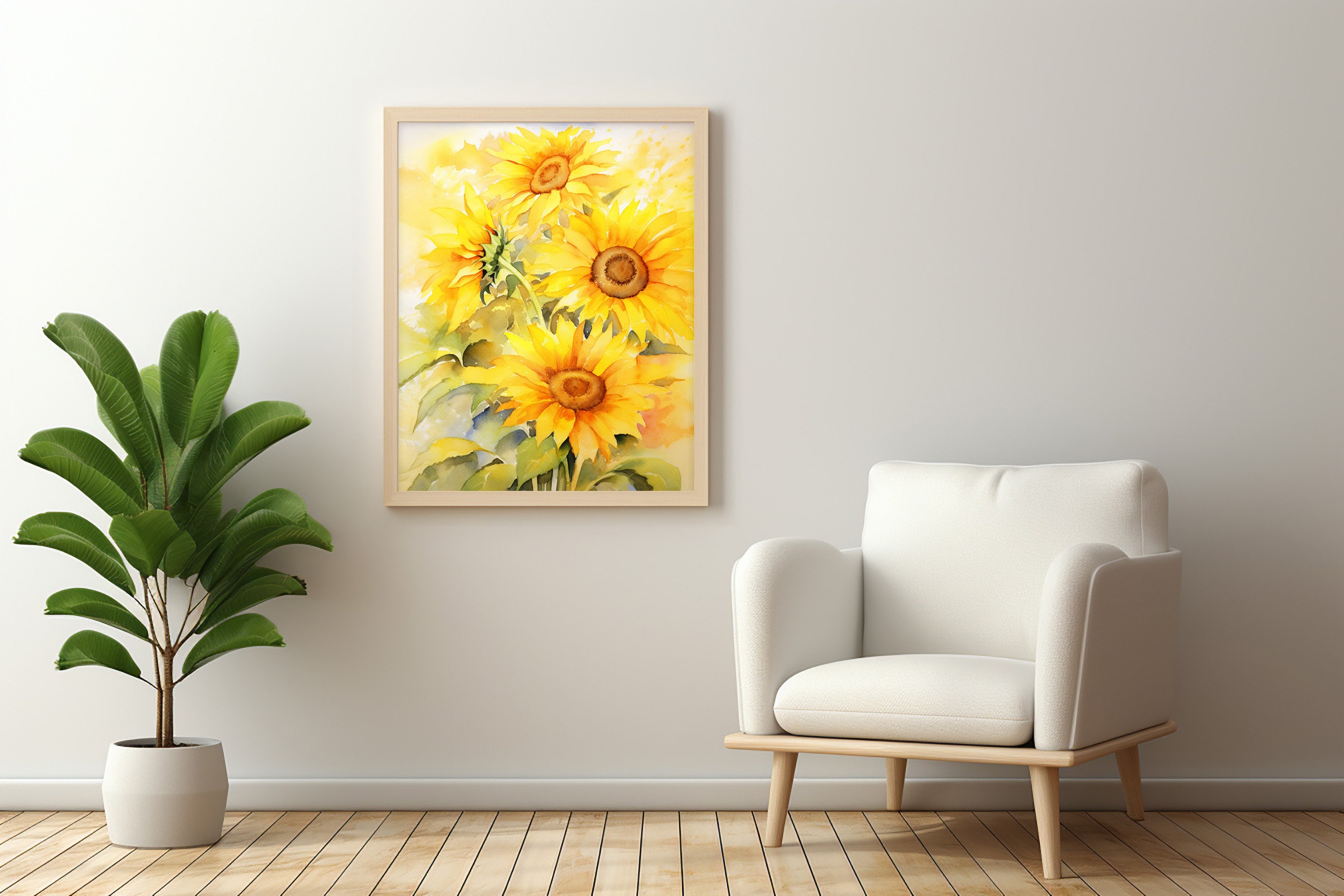 Sunflower Symphony Watercolor Art Print Kansas Fields Celebrate ...
