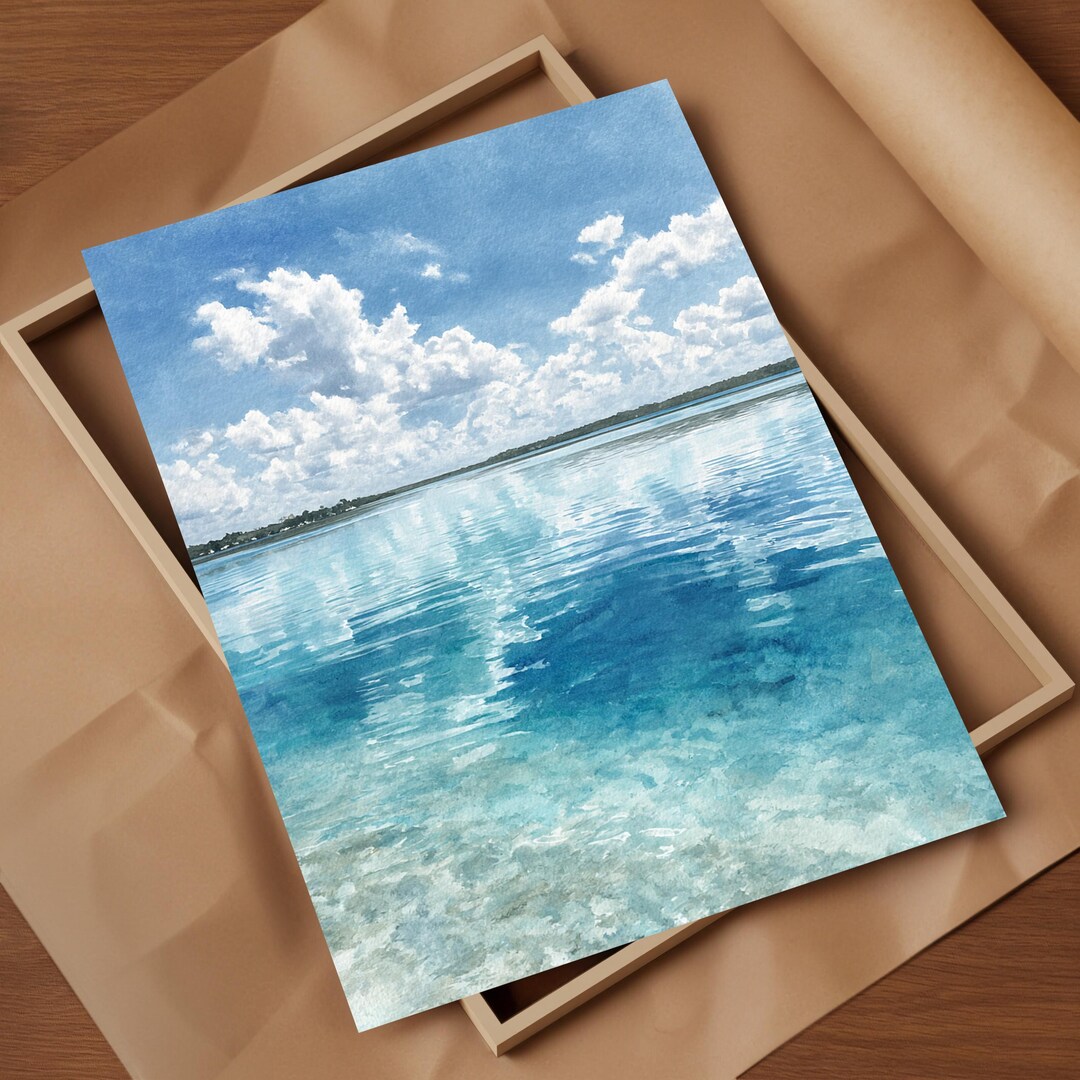 Bacalar Lagoon Lagoon of Seven Colors Watercolor Art Print Tranquil ...