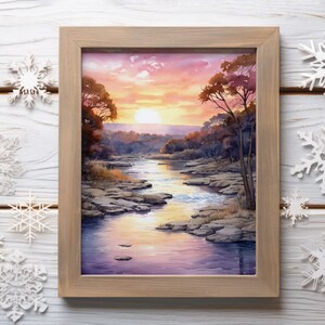 Frio River Sunset Garner State Park Watercolor Art Print Experience ...