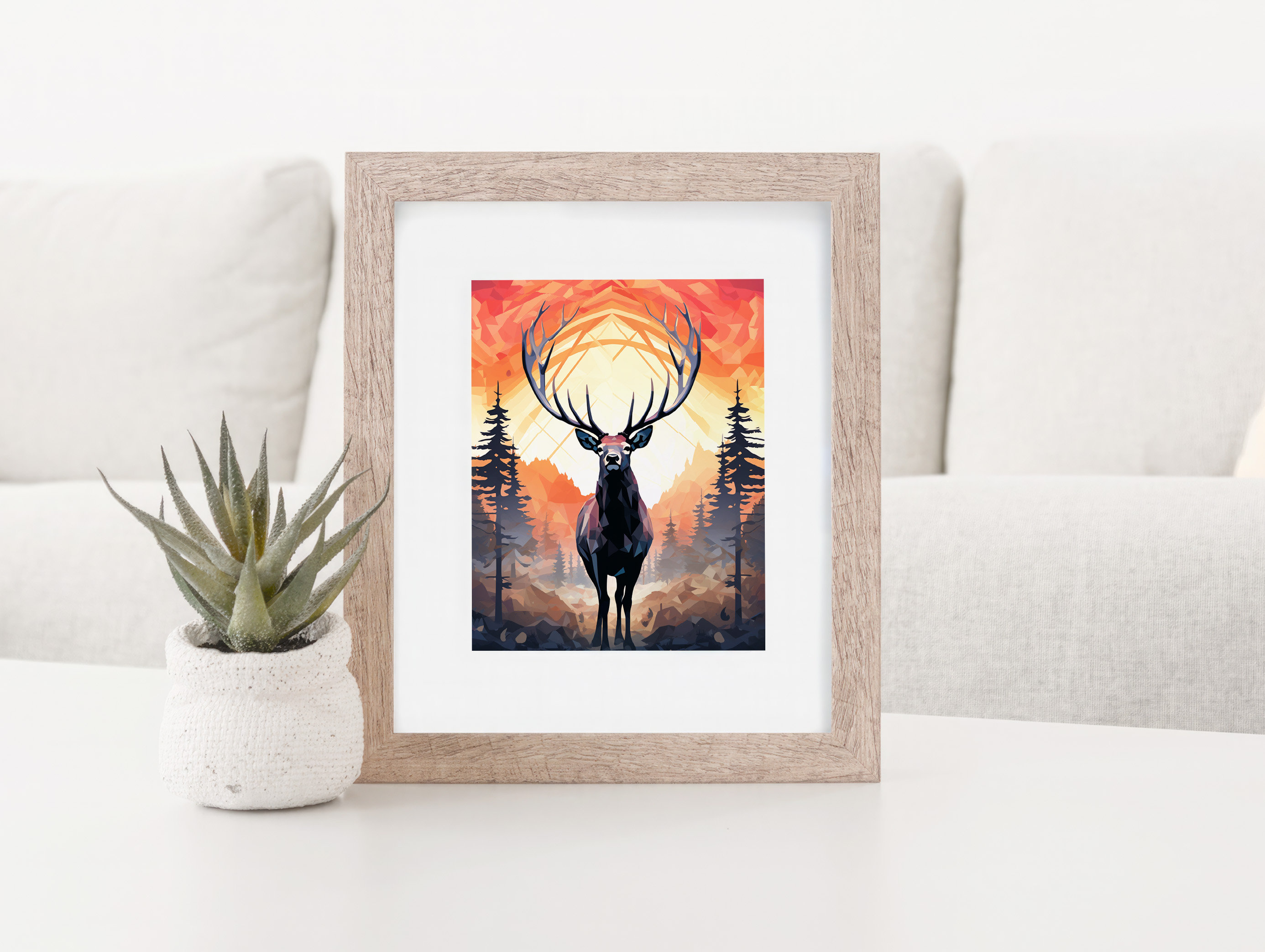 Rocky Mountain Elk Wilderness Print Geometric Abstract Wall Art With ...