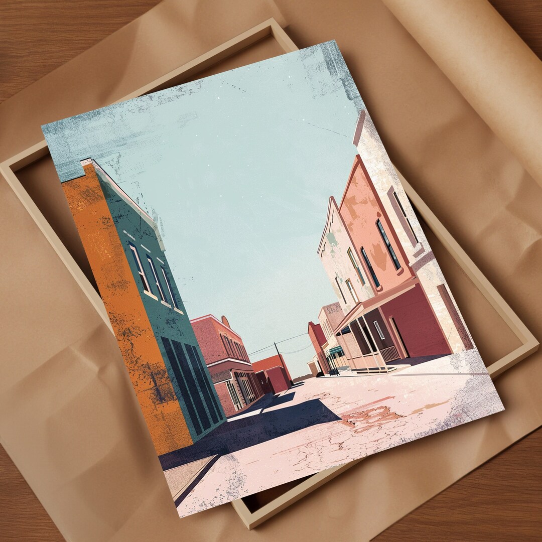 Historic Downtown Old Rustic Charm Art Print Vintage Minimalist ...