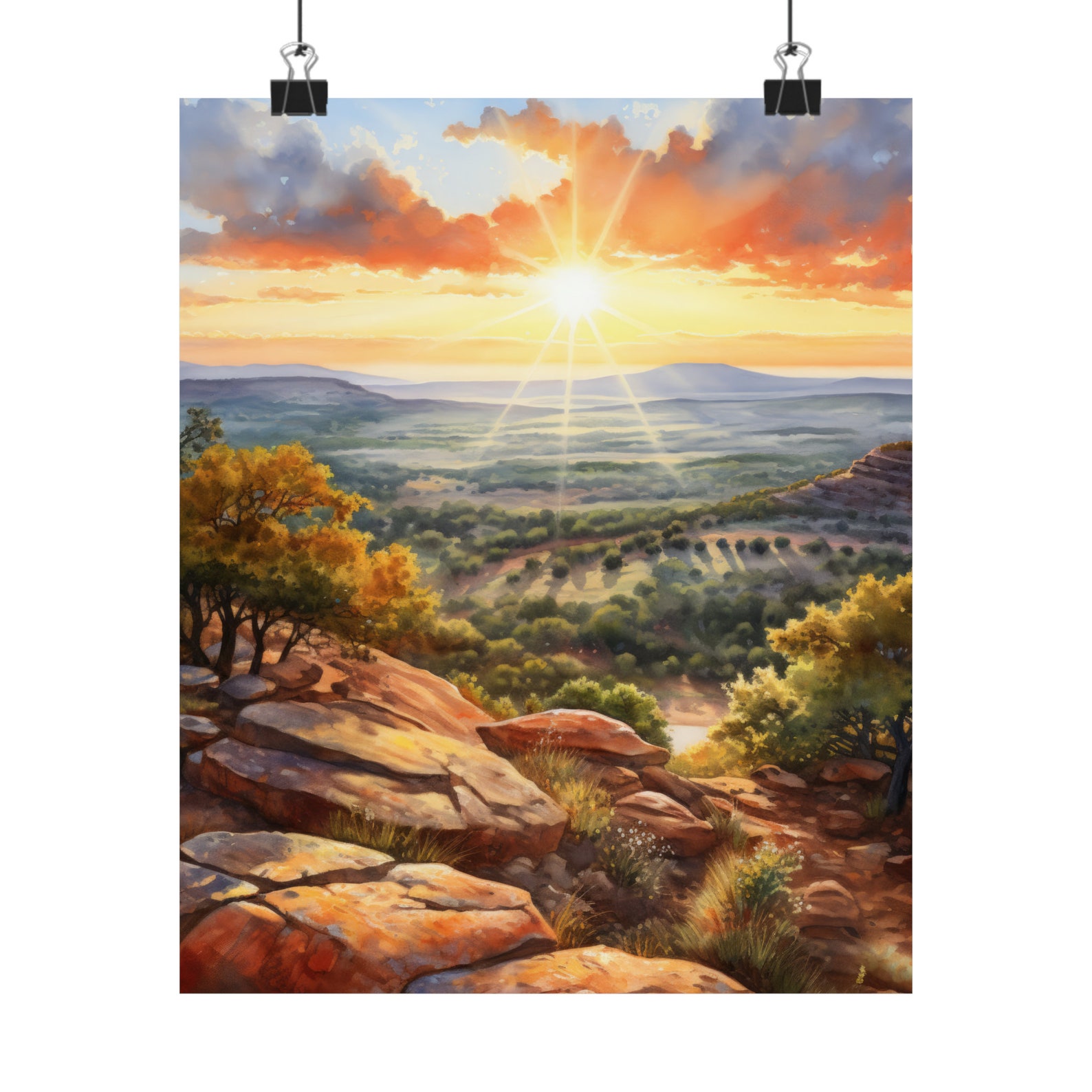Enchanted Rock Sunrise Hill Country Watercolor Art Start Your Day With ...