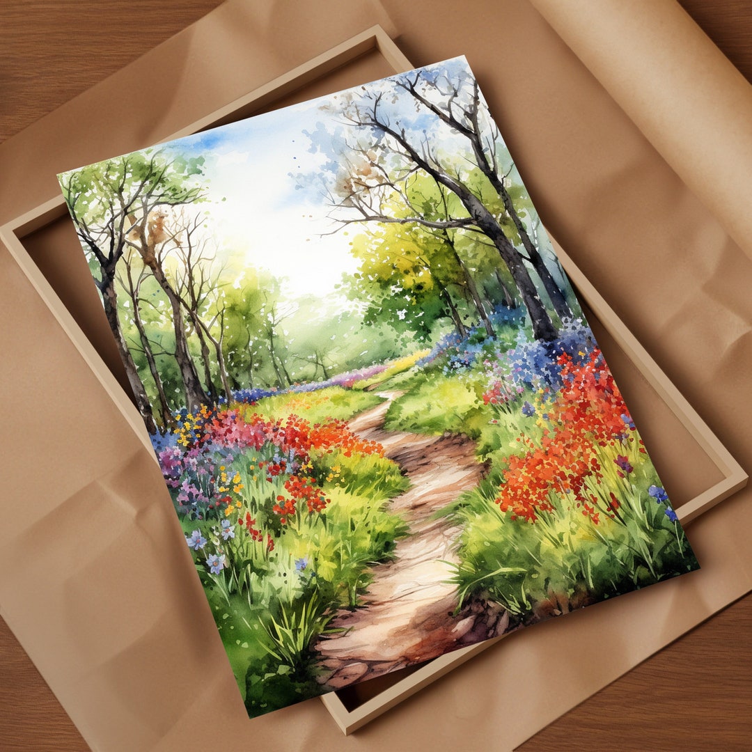 Willow City Loop in Spring Watercolor Art Print Revel in Vibrant Charm ...