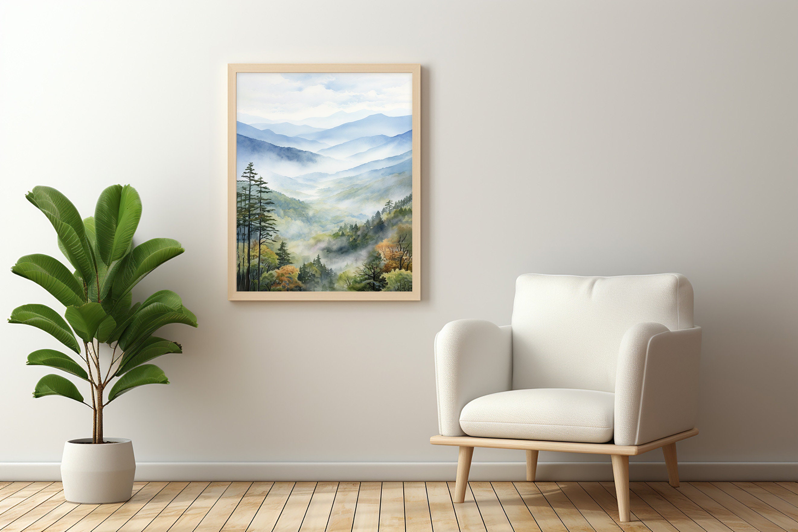 Smoky Mountains Watercolor Art Print Tennessee Blue Ridge Serenity ...