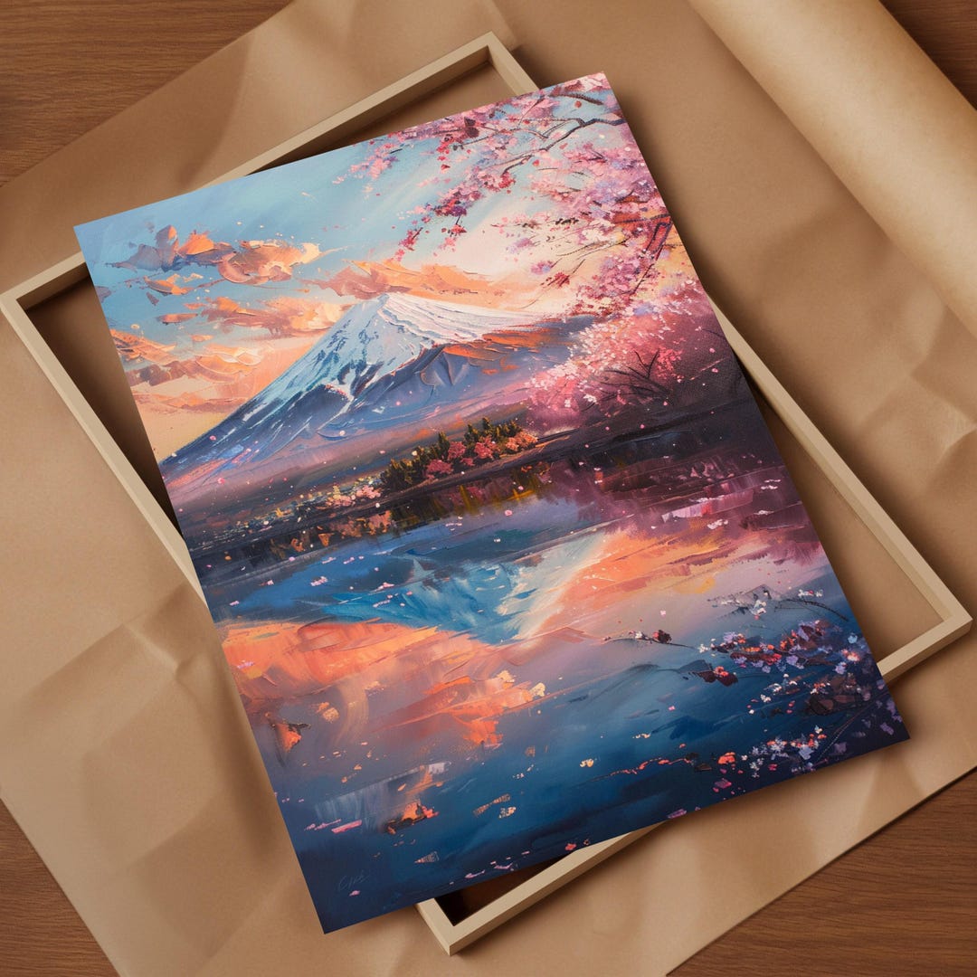 Mount Fuji Sunrise Oil Painting Art Print Majestic Dawn Colors ...