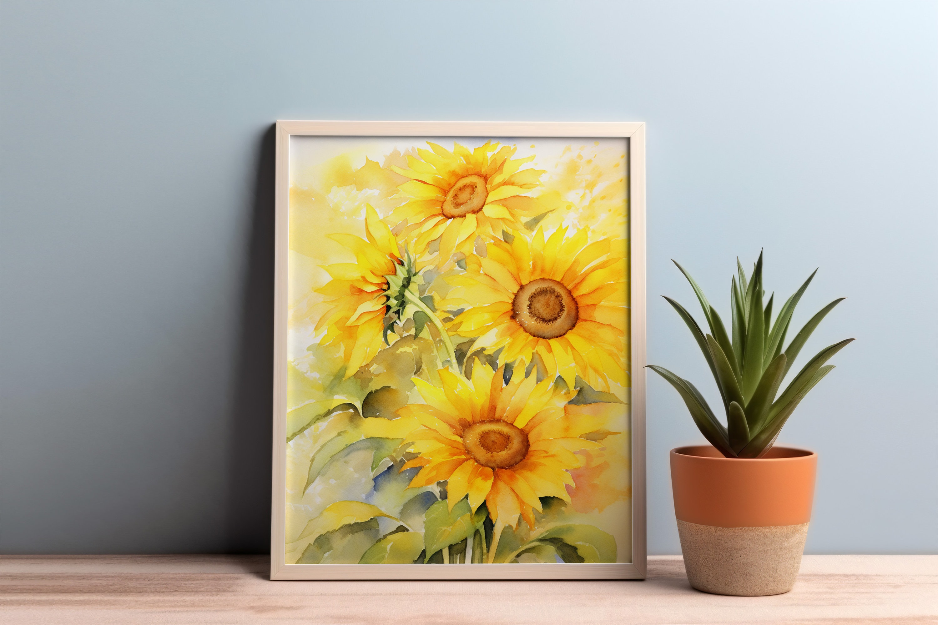 Sunflower Symphony Watercolor Art Print Kansas Fields Celebrate ...