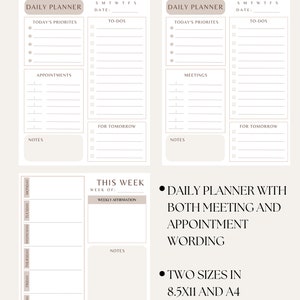 Neutral Daily Planner, Instant Download, Printable Weekly Planner ...