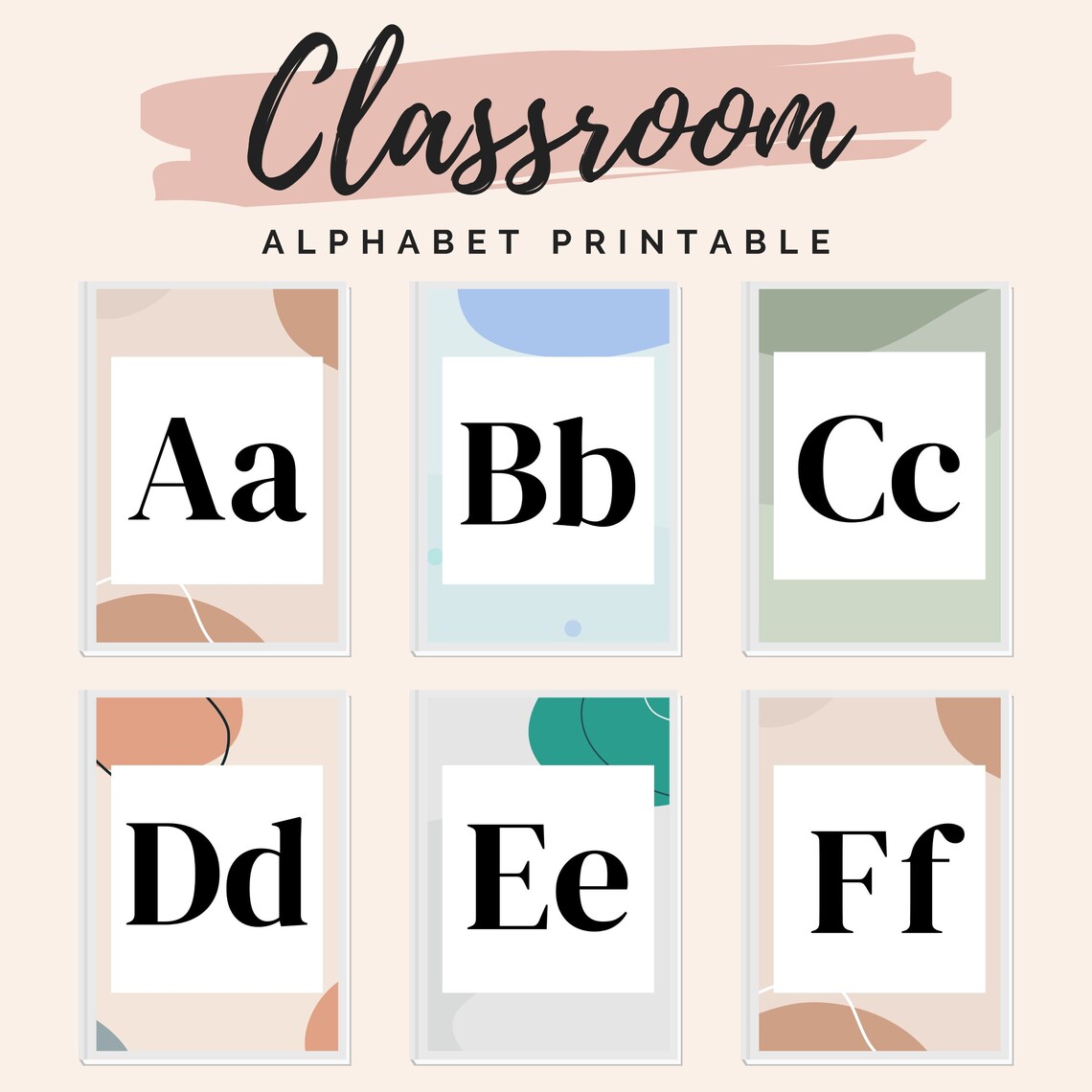 Abstract Shape, Neutral Colors, Classroom Alphabet Printable, English ...