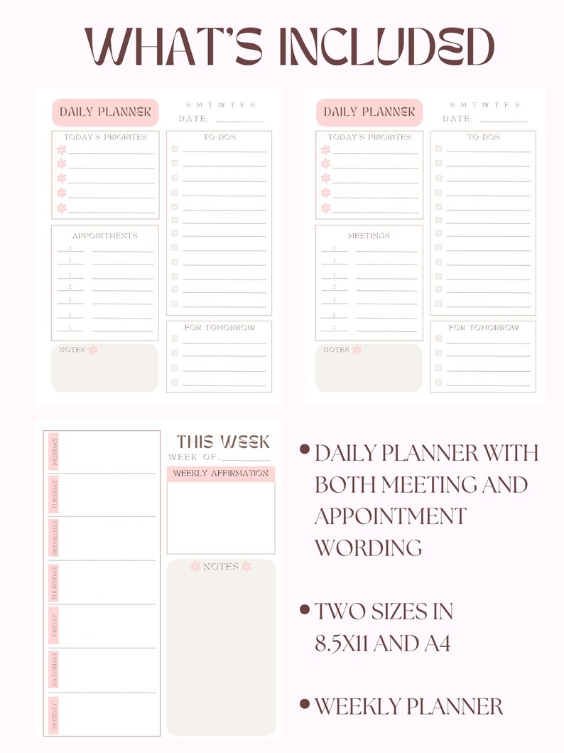 Groovy Daily Planner, Instant Download, Printable Weekly Planner, Pink ...
