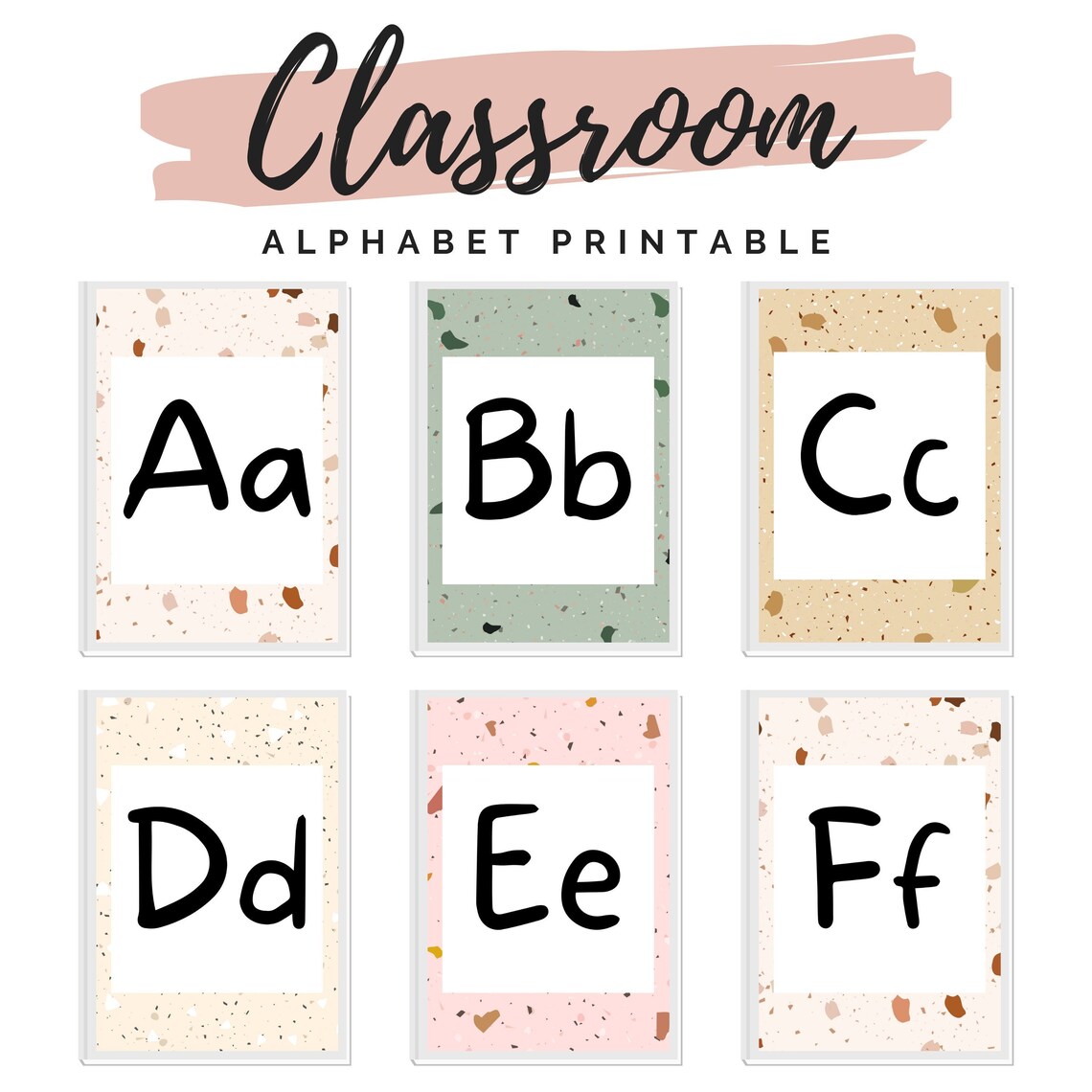 Terrazzo, Speckled, Neutral, Classroom Alphabet Printable, English ...