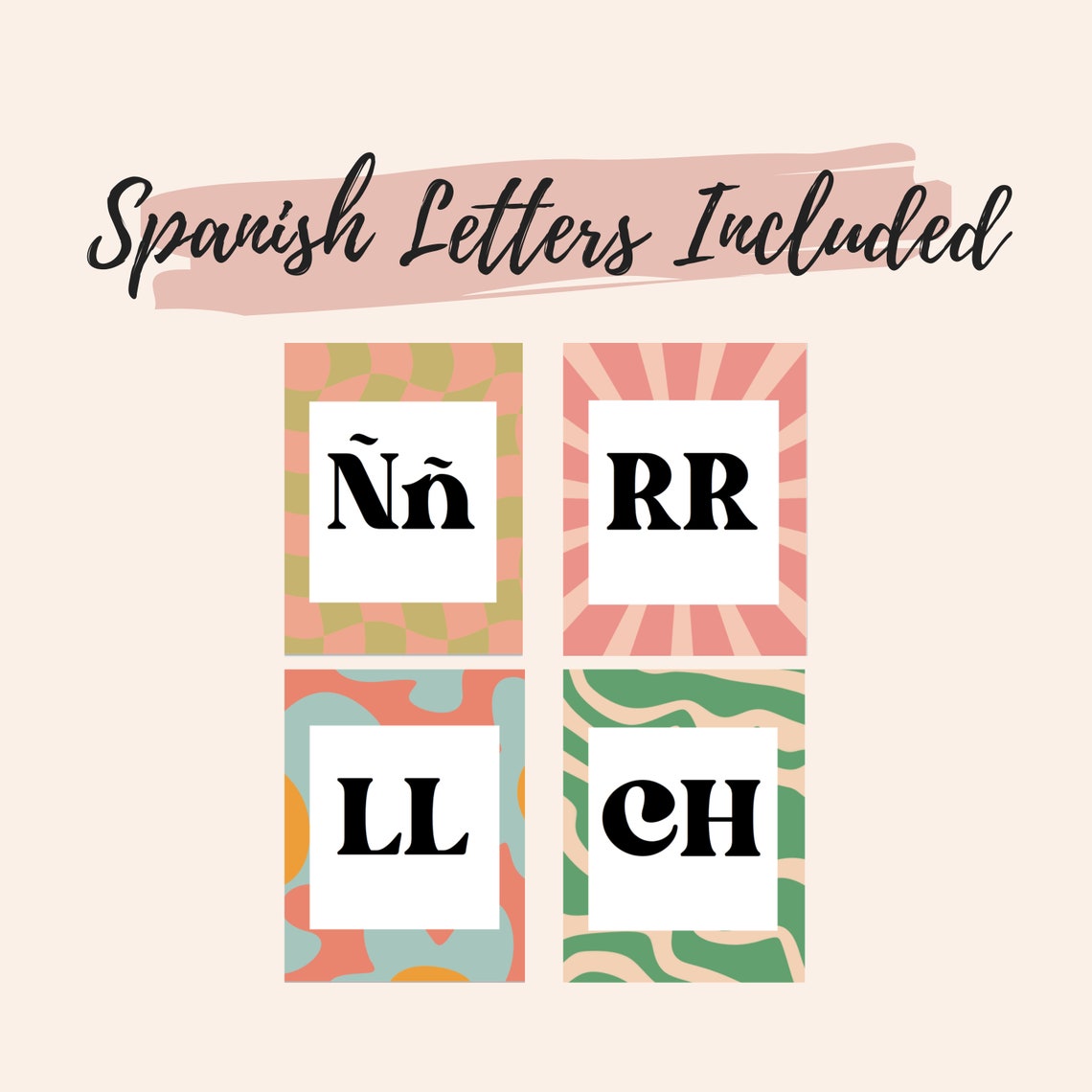 Groovy, Retro, Classroom Alphabet Printable, English/spanish - Etsy