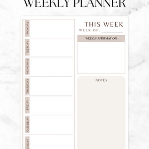 Neutral Daily Planner, Instant Download, Printable Weekly Planner ...