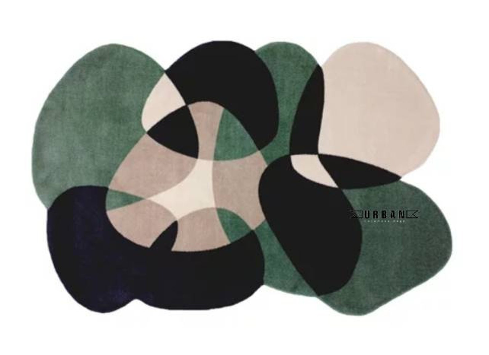 Modern Abstract Green Irregular Shape Woolen Hand Tufted - Etsy