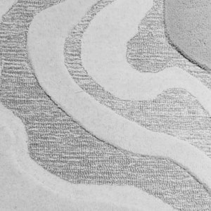 Ivory Beige Color Minimalist Modern Abstract Handmade Textured Woolen ...