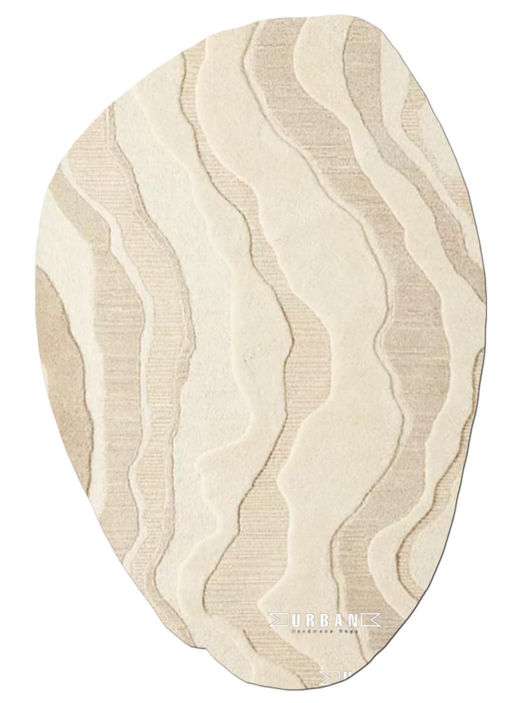 Ivory Beige Minimalist Modern Abstract Irregular Odd Shape Unique ...
