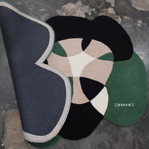 Modern Abstract Green Irregular Shape Woolen Hand Tufted Designer Area ...