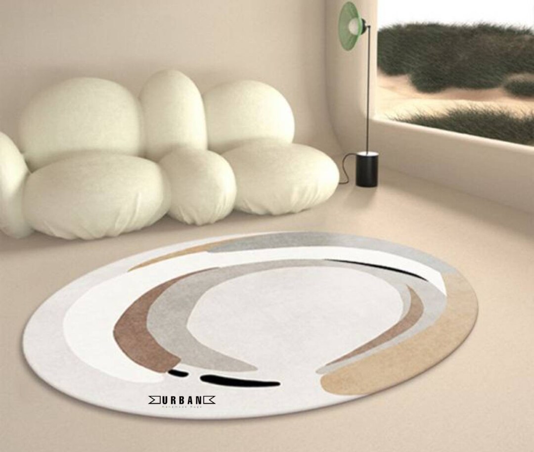 Minimalist Modern Abstract Ovel and Round Shape Unique Handmade Woolen ...