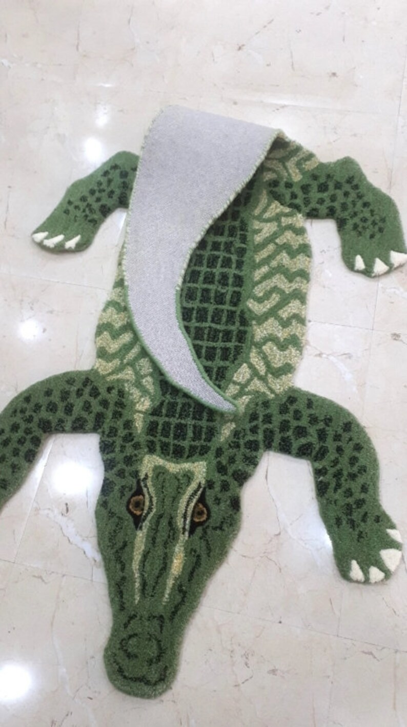 Handmade Tufted Crocodile Shape Wool Rug for Kids Room Living - Etsy