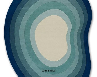 Modern Abstract Green Irregular Shape Woolen Hand Tufted Designer Area ...