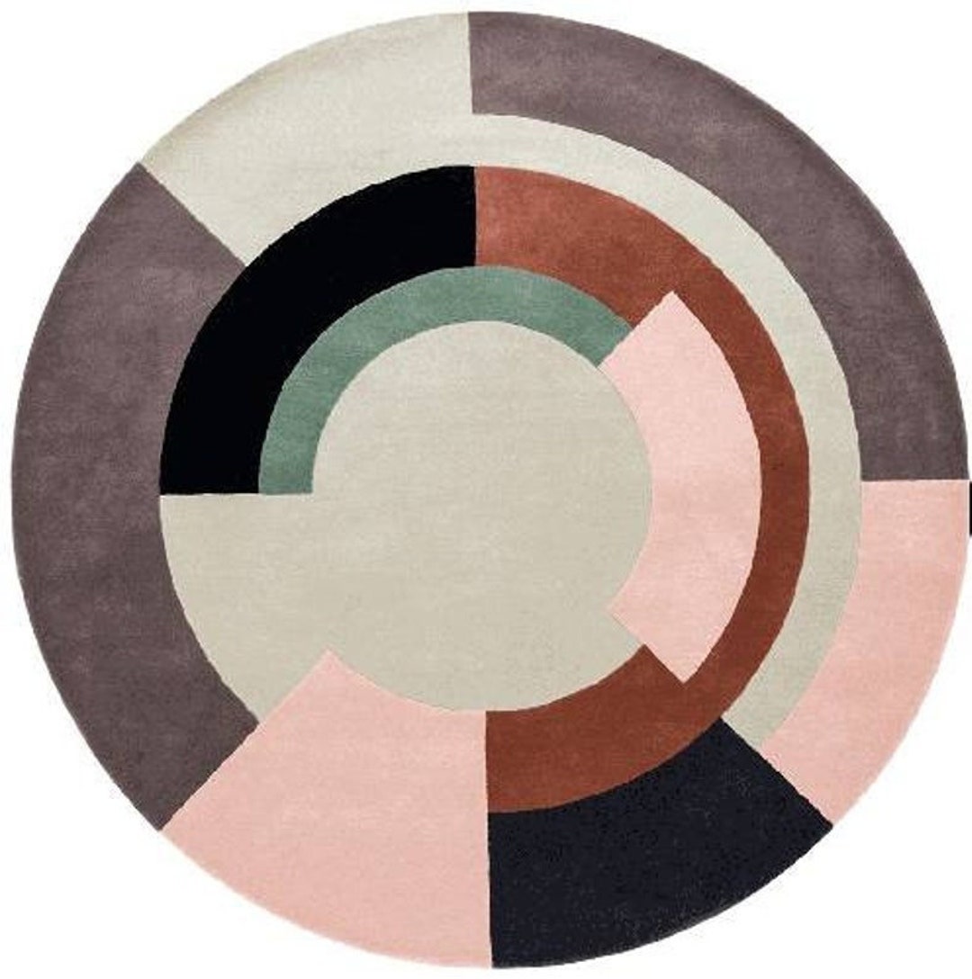 Modern Abstract Colorful Round Rug Handmade Tufted 100% Woolen Rug for ...