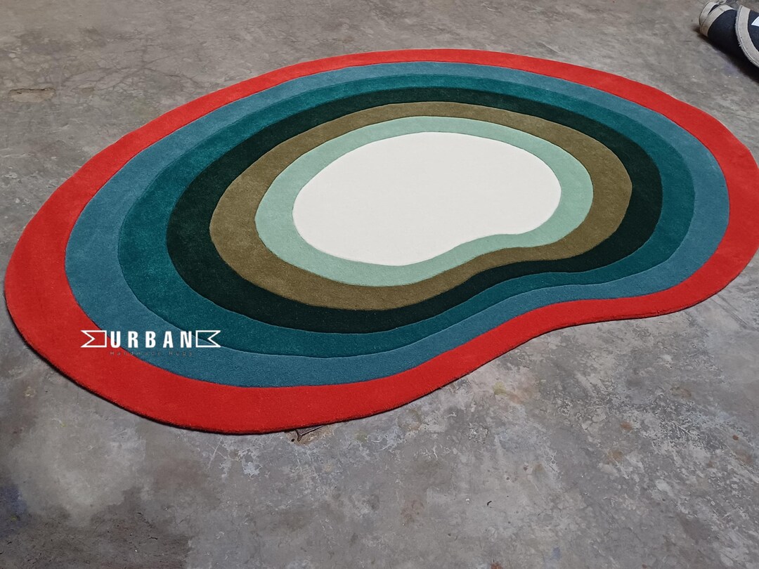 Multicolored Modern Abstract Irregular Kidney Shape Woolen Hand Tufted ...