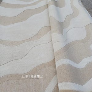 Ivory Beige Color Minimalist Modern Abstract Handmade Textured Woolen ...