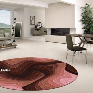 Monochromatic Melted Round Modern Abstract Handmade Designer Woollen ...