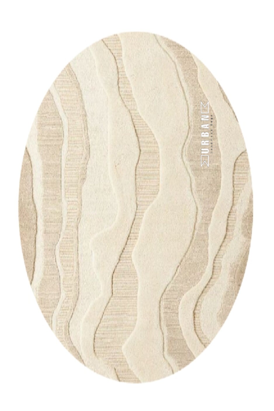 Minimalist Ivory Beige Textured Round Modern Abstract Handmade Woolen ...