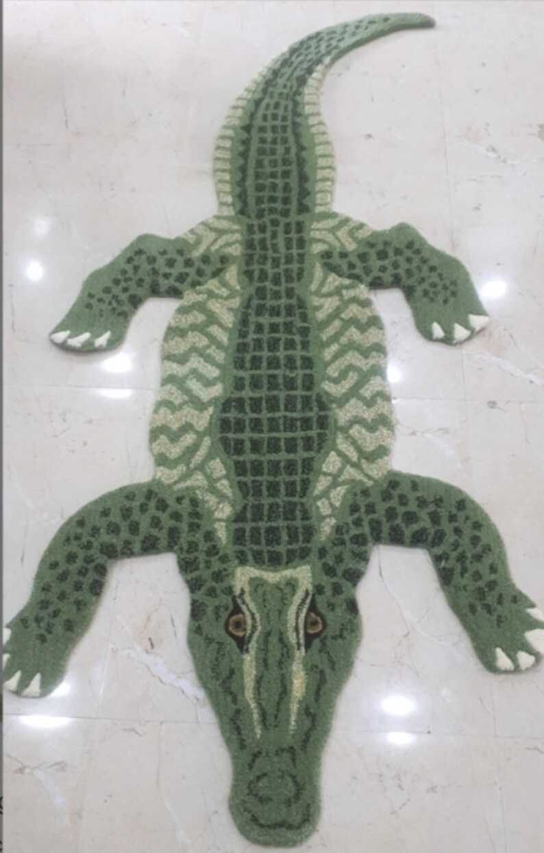 Handmade Tufted Crocodile Shape Wool Rug for Kids Room Living - Etsy