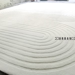 Minimalist Modern Abstract Ivory White Handmade Textured Woollen Tufted ...