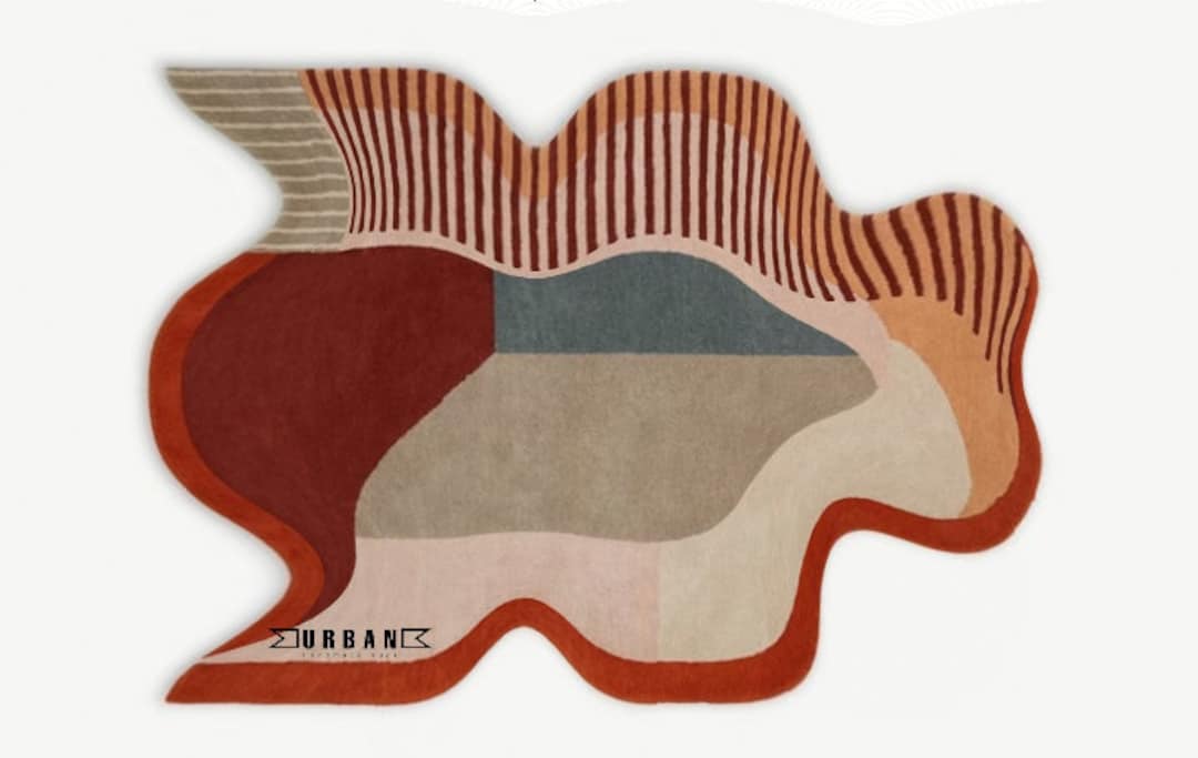 Modern Abstract Irregular Unique Organic Shape Handmade Woolen Designer ...