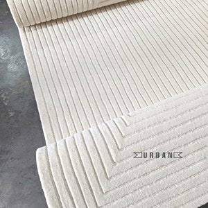 Ivory / Warm White Premium Quality Textured Modern Abstract Handmade ...