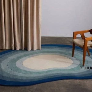 Monochromatic Modern Abstract Irregular Kidney Shape Woolen Hand Tufted ...