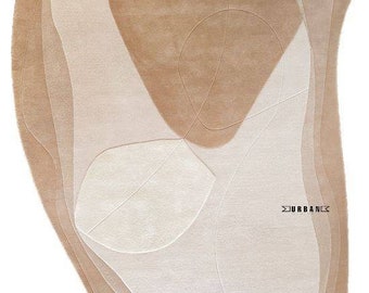 Modern Abstract Green Irregular Shape Woolen Hand Tufted Designer Area ...