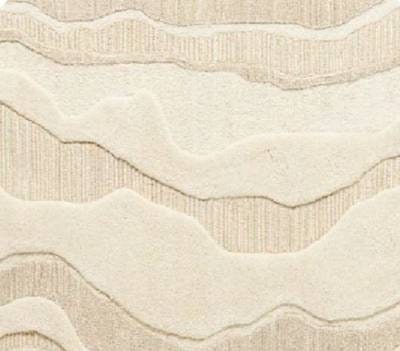 Minimalist Ivory Beige Textured Round Modern Abstract Handmade Woolen ...