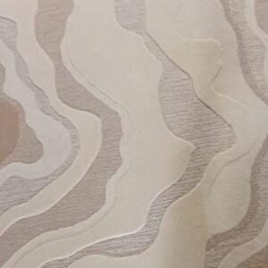 Ivory Beige Color Minimalist Modern Abstract Handmade Textured Woolen ...